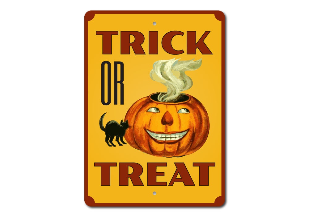 Halloween Sign Trick or Treat Sign Holiday Decor Trick or - Etsy