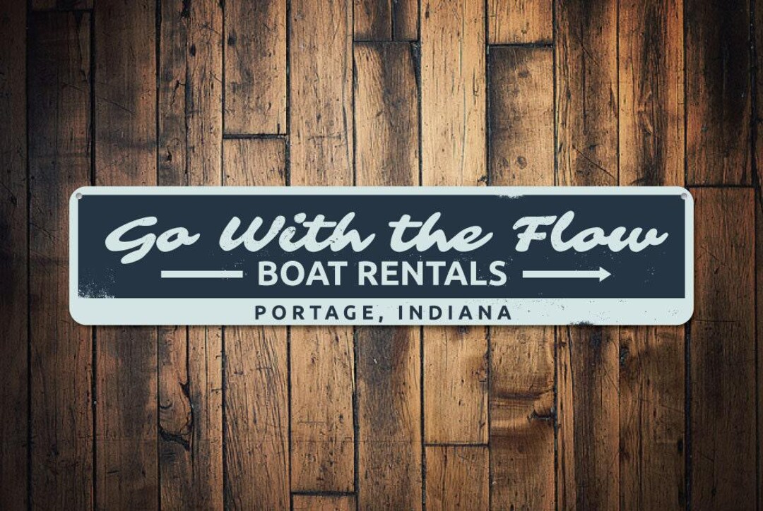 Go With the Flow Sign, Personalized Boat Rentals Arrow City State Name ...