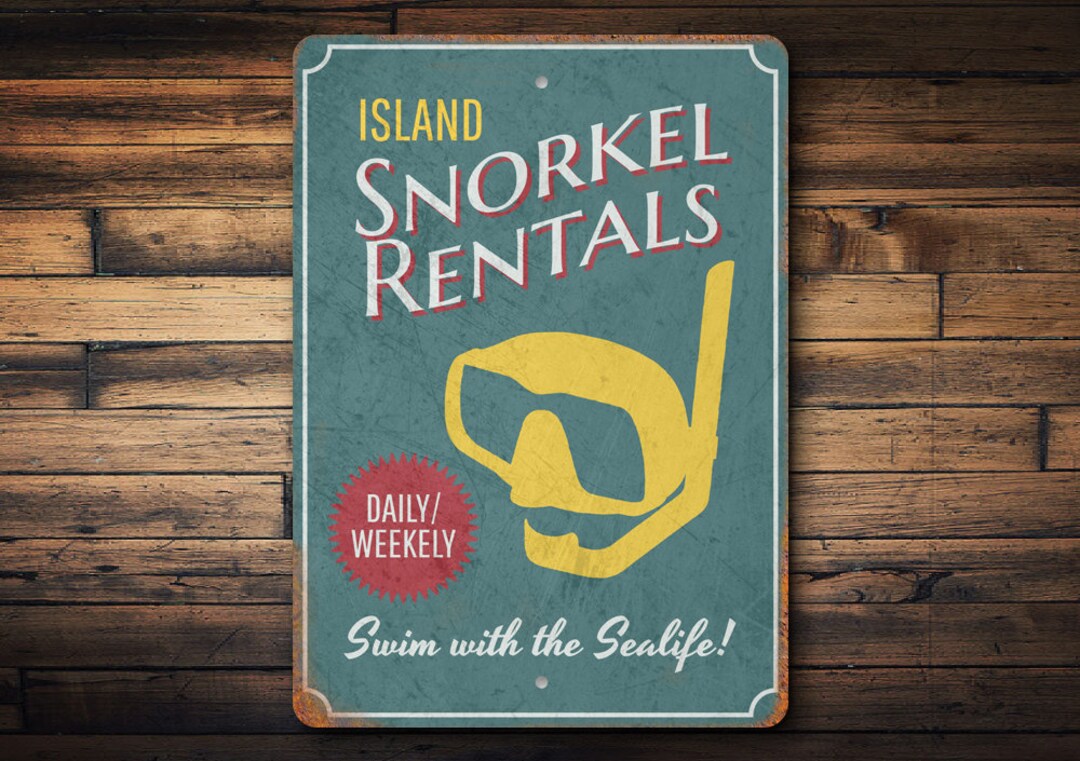 Snorkel Rental Sign, Snorkel Island Sign, Beach Decor, Sign For ...