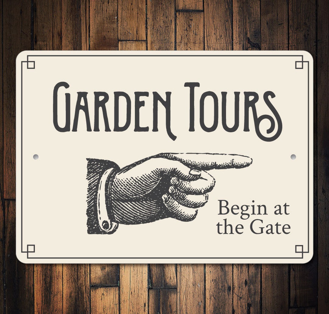 Garden Decor, Garden Tours Sign, Pointing Hand Sign, Garden Gate Sign ...