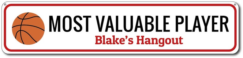 MVP Basketball Sign, Personalized Kid Room Hangout Sign, Custom ...