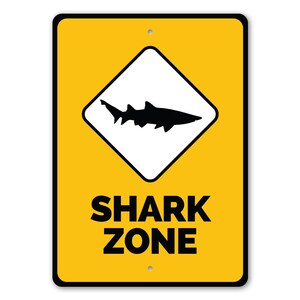 Shark Zone Signs, Shark Zone Sign, Shark Lovers, Ocean Decor, Shark ...