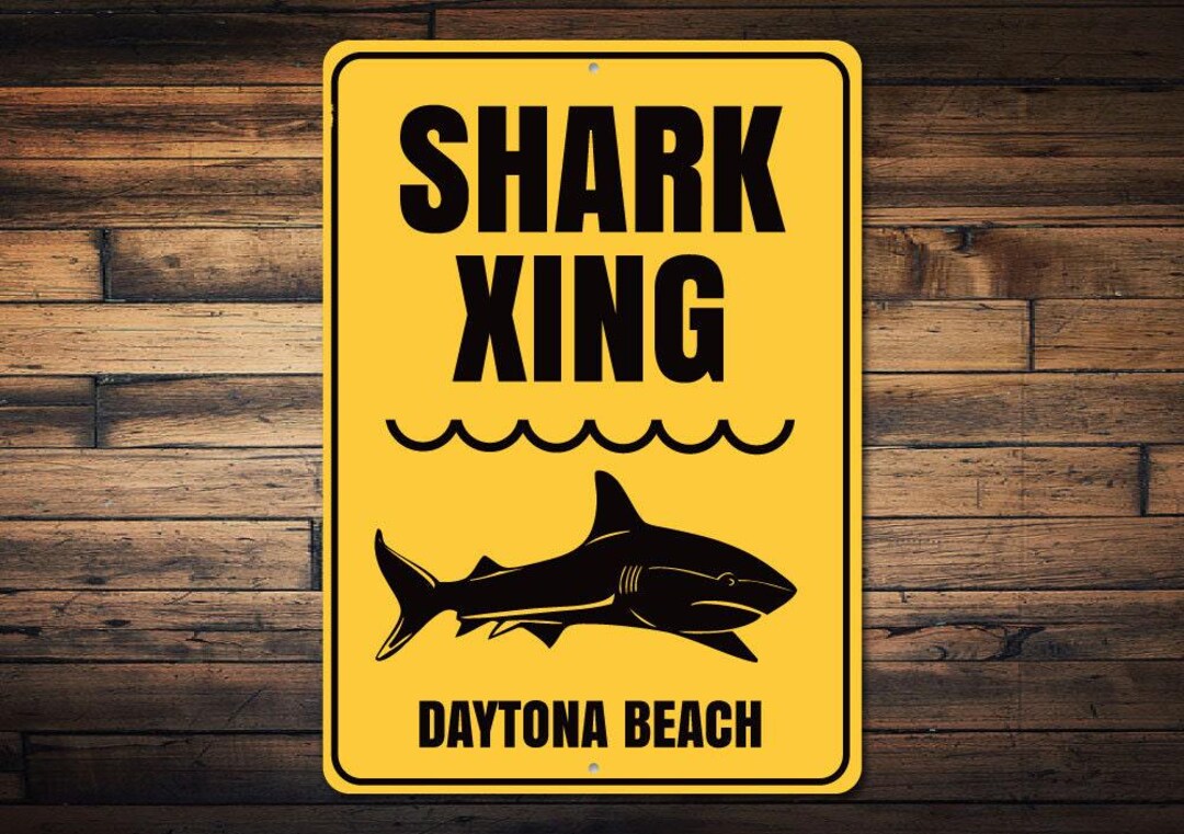 Shark Xing Sign, Personalized Beach Location Name Decor, Custom Shark ...