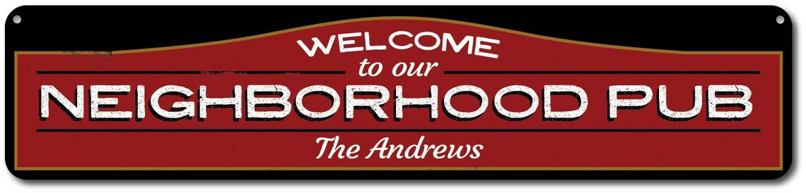 Welcome Neighborhood Pub Sign Personalized Family Name Bar - Etsy