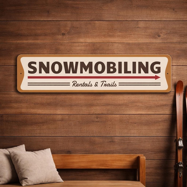 Snowmobiling Directional Sign, Snowmobile Rentals Sign, Winter Sports ...