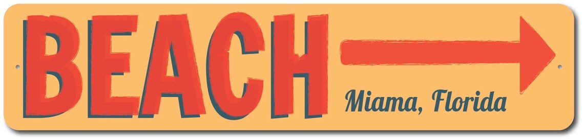 Beach This Way Sign, Beach Arrow Sign, Beach Direction Sign, Beach ...
