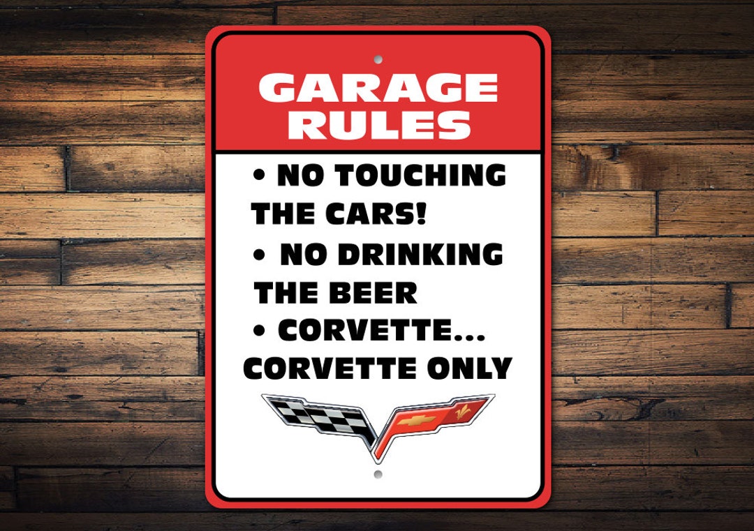 Corvette Garage Rules Sign, Corvette Garage Decor, Corvette Lover Decor ...