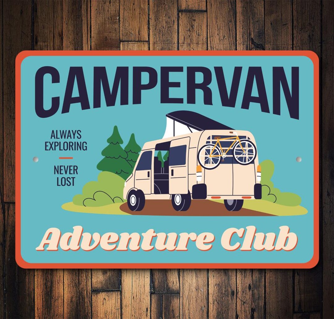 Camper Van Adventure Club Sign, Road Trip Club Sign, RV Life Wall Decor ...
