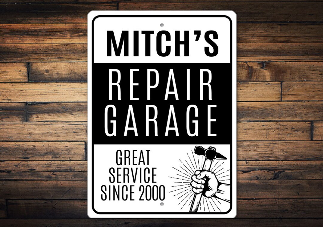 Custom Repair Garage Sign, Simple Mechanic Gift, Cool Garage Gift ...