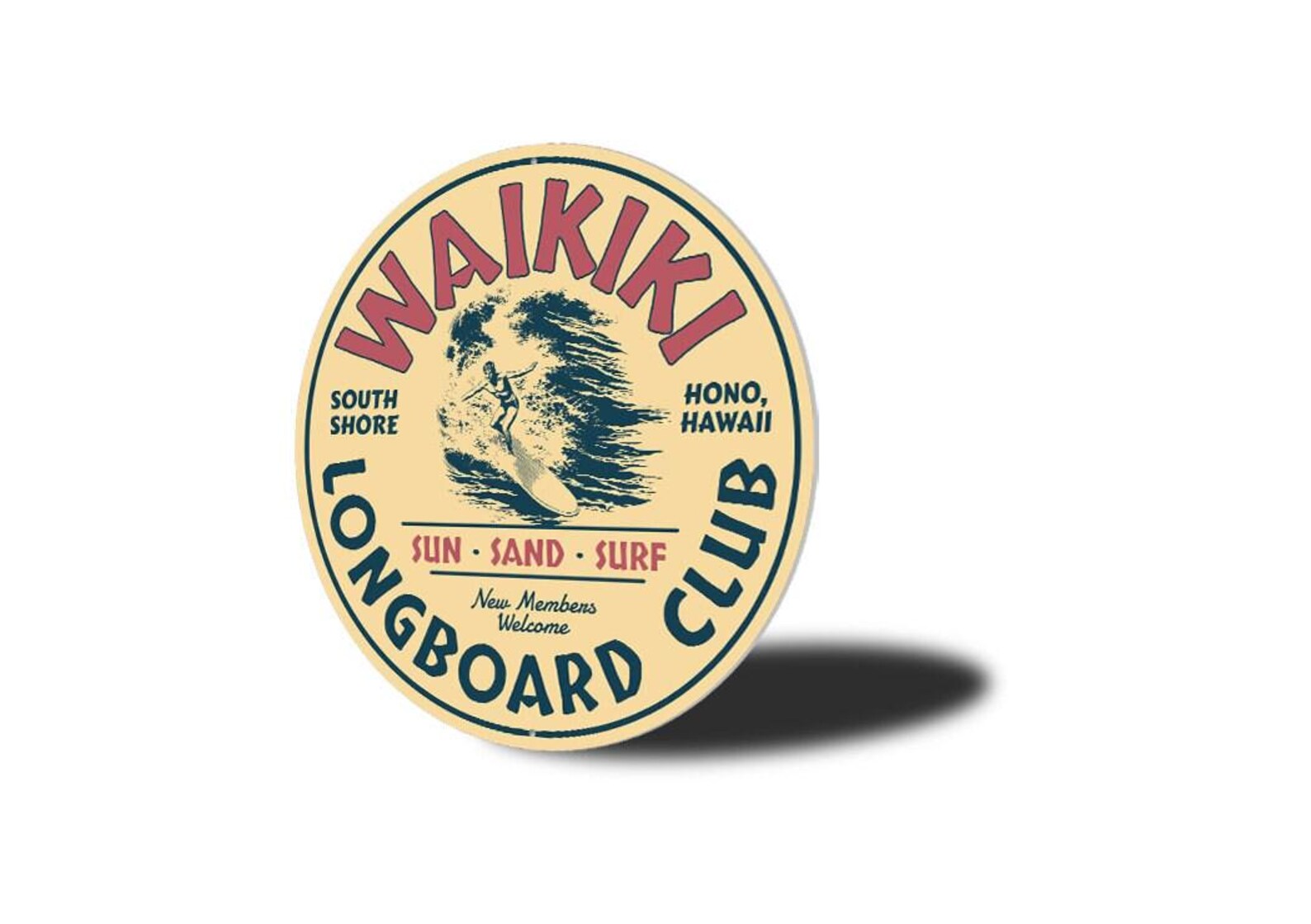 Longboard Surf Club Sign, Custom Hawaii Surf Sign, Surfing Hawaii Sign ...