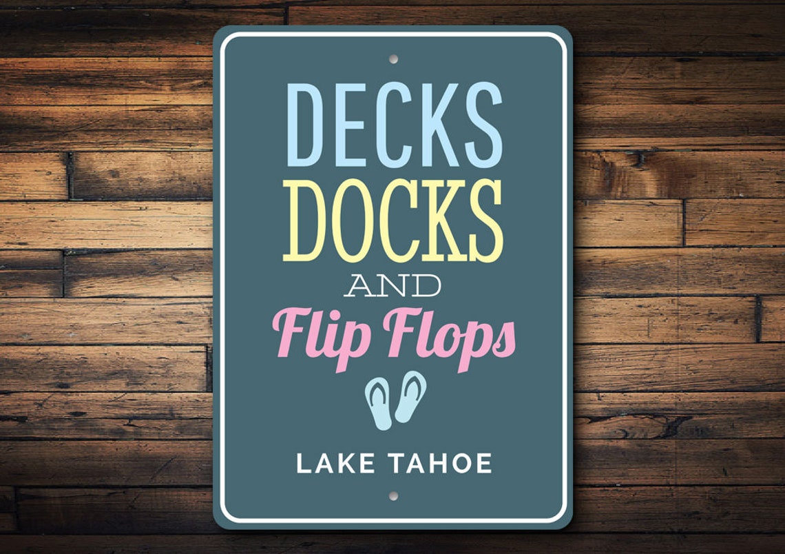 Boat Dock Sign Lake Tahoe Boat Sign Lake Tahoe Flip Flop - Etsy
