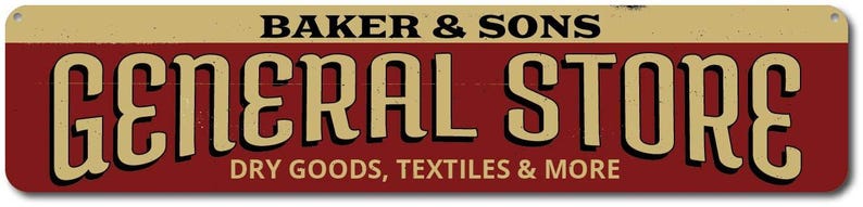 General Store Dry Goods Textiles & More Sign, Personalized Mercantile ...