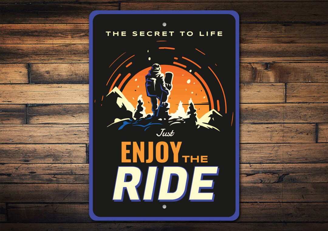Enjoy the Ride Sign, Skiing Sign, Snowboarder Decor, Ski Cabin Decor ...