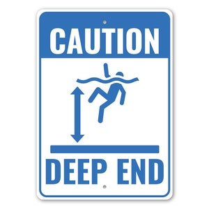 Pool Deep End Sign, Pool Area Sign, Gift for Pool, Pool Danger Sign ...