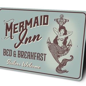 Mermaid Inn Sign, Mermaid Decor Sign, Mermaid Lovers, Metal Sea Sign ...