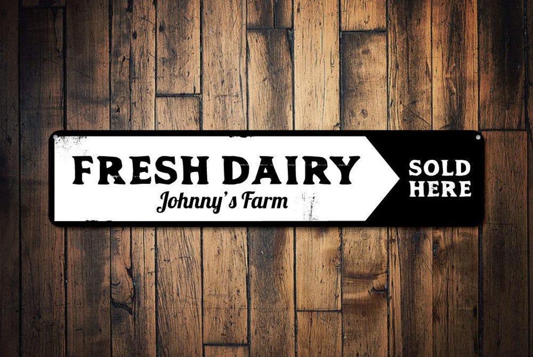 Fresh Dairy Sign, Personalized Milk Sold Here Sign, Custom Farmhouse ...