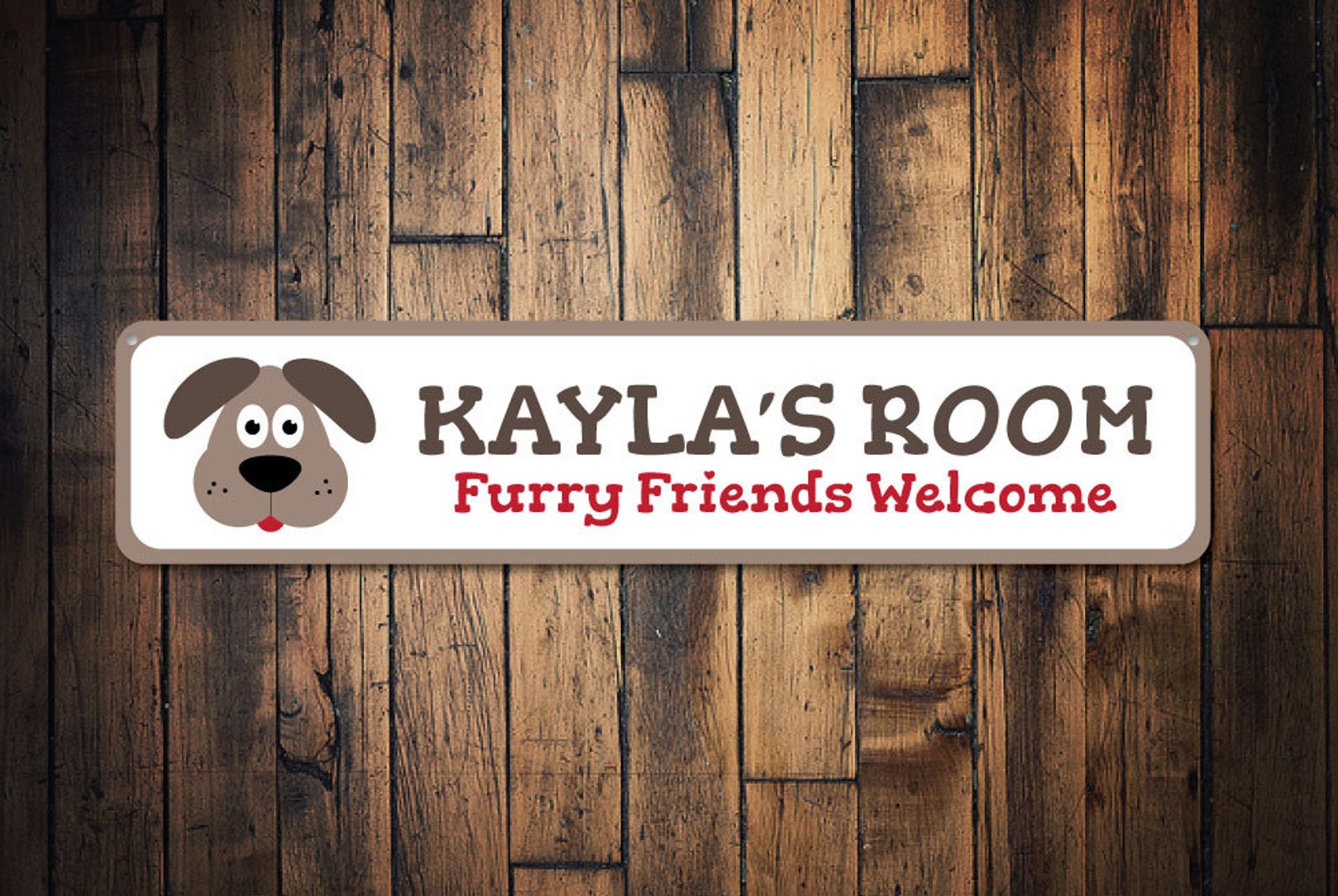 Puppy Dog Kid Room Sign, Personalized Furry Friends Welcome Child Name ...