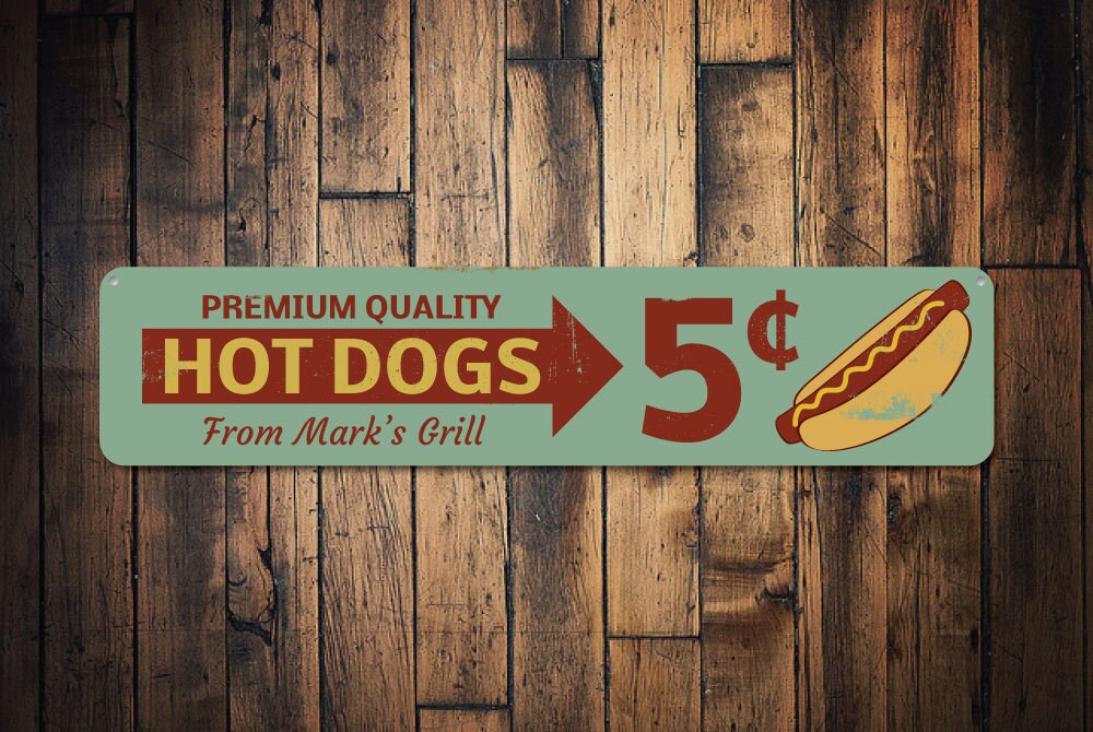 Premium Quality Hot Dogs Sign Personalized Food Arrow 5 Cents | Etsy