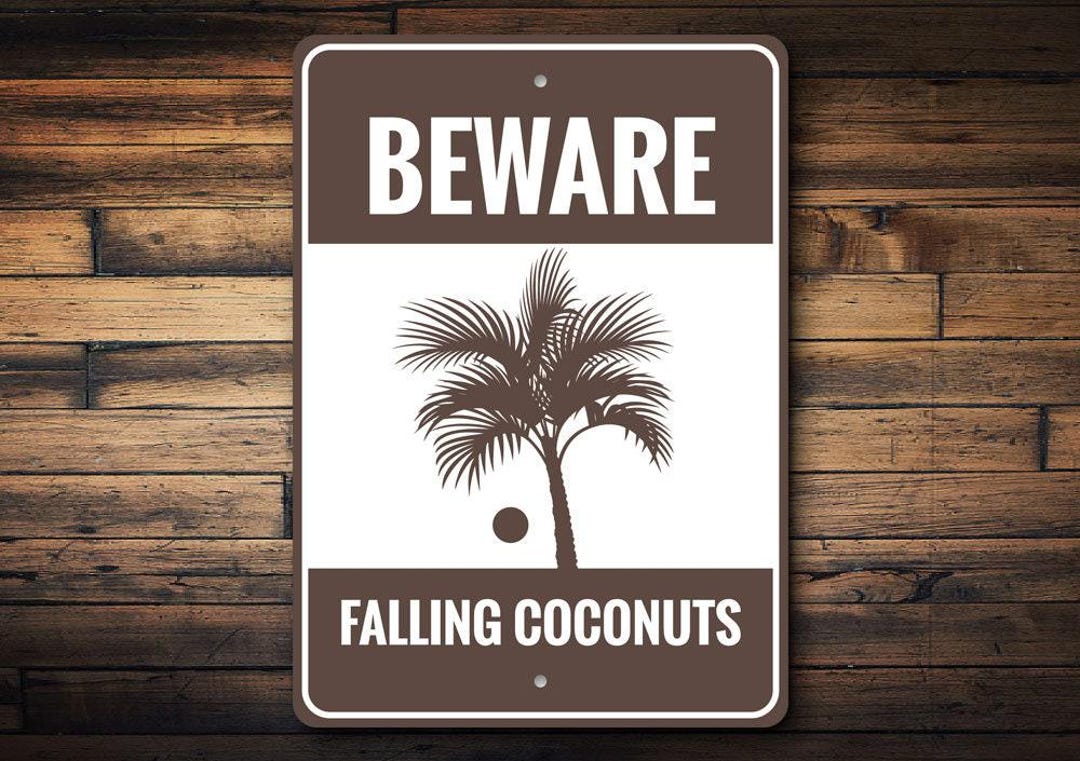 Palm Tree Signs, Palm Tree Sign, Falling Coconuts, Ocean Decor, Palm ...