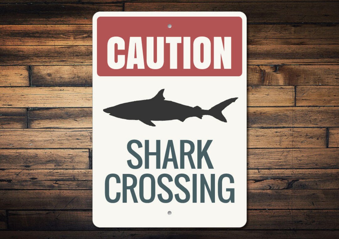 Shark Caution Sign, Shark Sign, Shark Decor, Shark Lover Gift, Caution ...