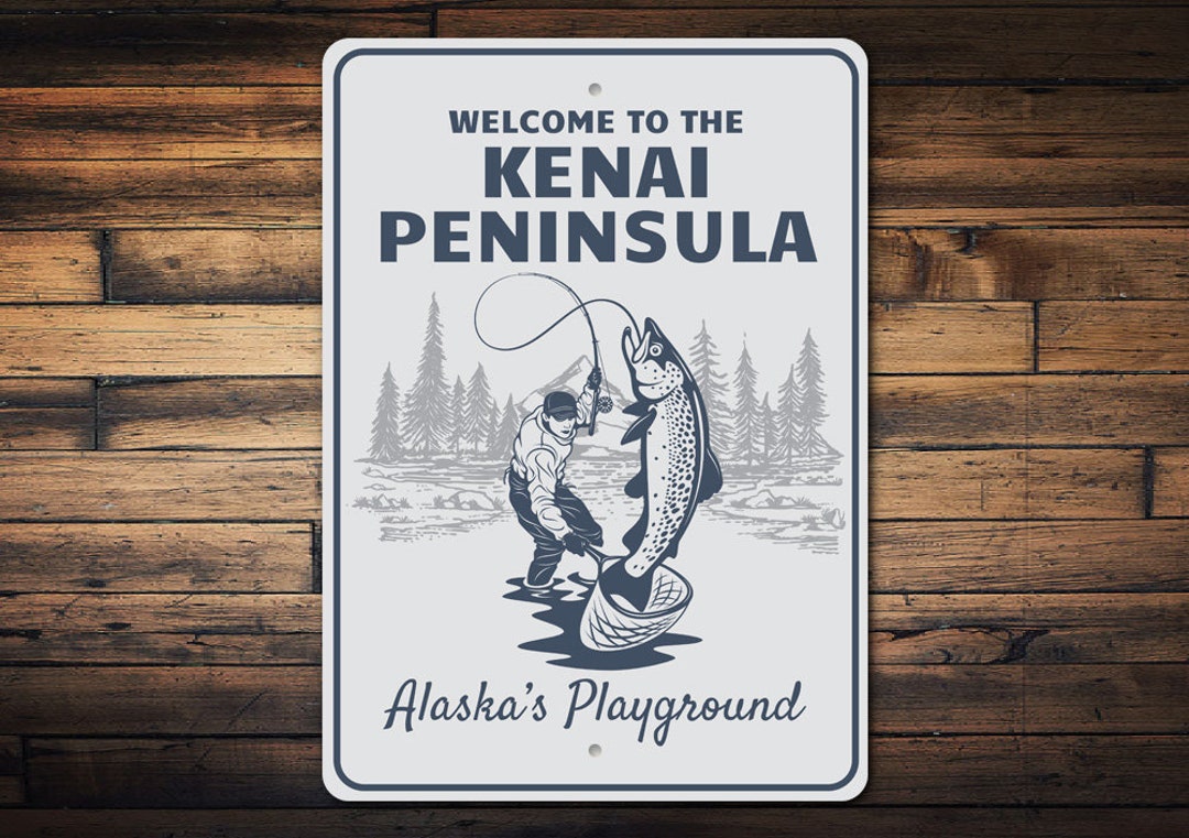 Kenai Peninsula Sign, Fish Salmon Signs, Salmon Decor, Alaskan Sign ...