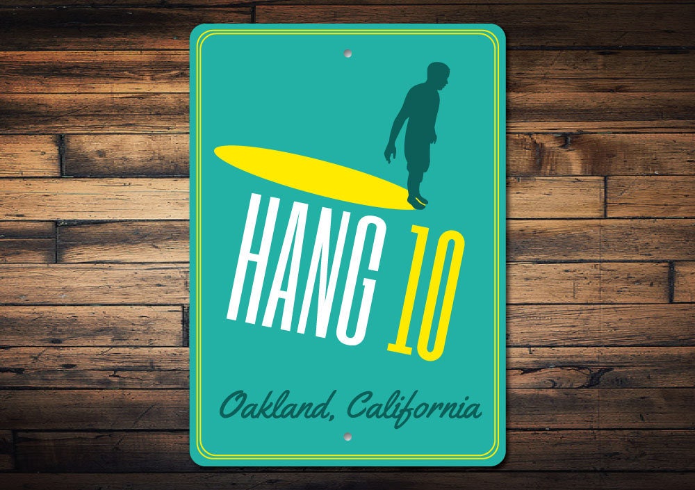 Hang 10 Sign Hang Ten Sign Hang Ten Decor Surfer Gift - Etsy