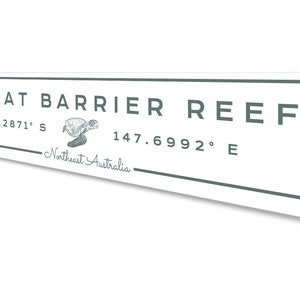 Great Barrier Reef Sign, Custom Coordinates Sign, Personalized Gift ...