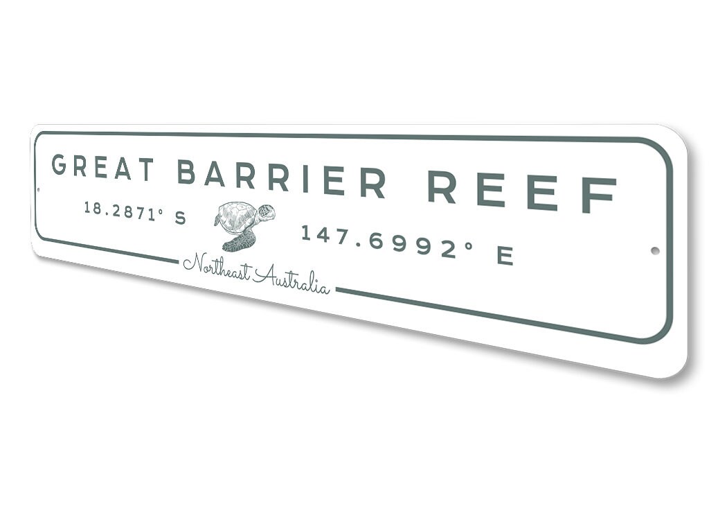 Great Barrier Reef Sign, Custom Coordinates Sign, Personalized Gift ...