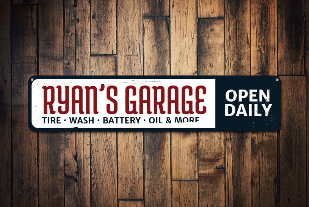Garage Open Daily Sign, Personalized Mechanic Shop Owner Name Sign ...