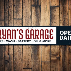 Garage Open Daily Sign, Personalized Mechanic Shop Owner Name Sign ...