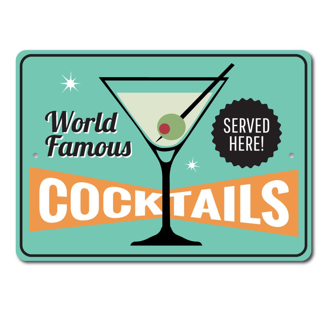 Cocktails Sign Martini Glass Decor Beach Bar Sign Tiki Bar | Etsy