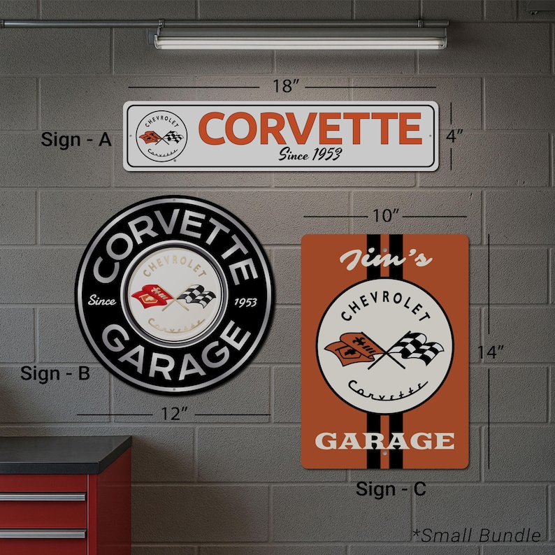 Corvette Garage Metal Sign Bundle – Vintage Chevrolet Wall Decor Set ...