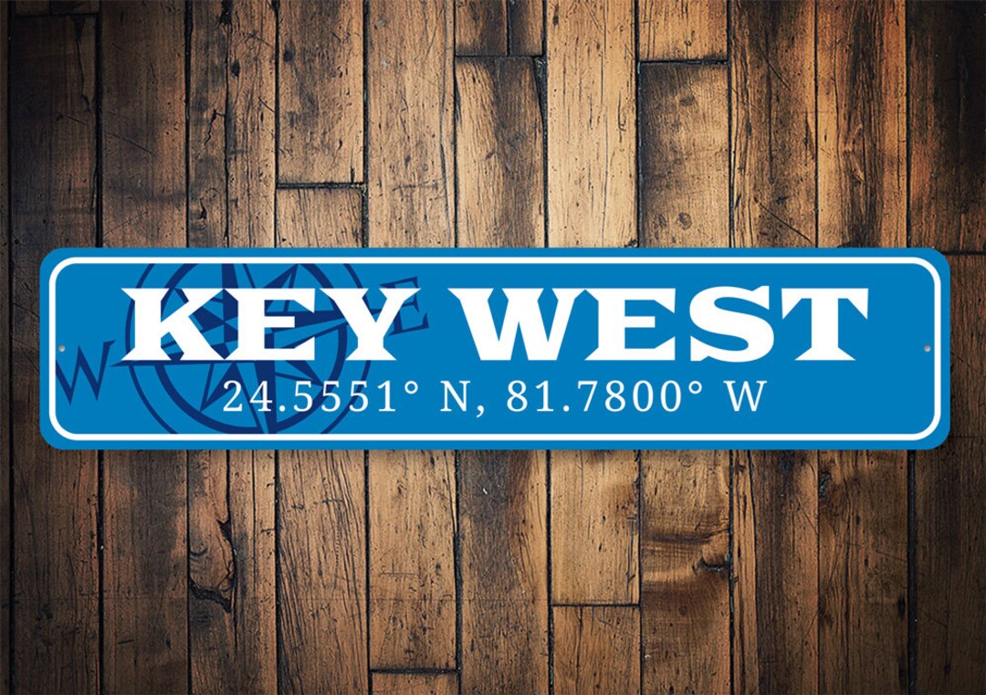 Key West Cord Sign, Key West Florida, Coordinate Sign, Beach Ocean Sign ...
