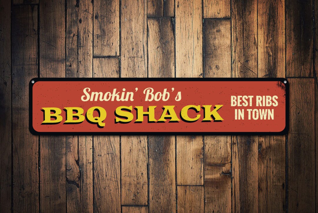 BBQ Shack Sign, Personalized Smokin' Best Ribs in Town Cook Name Sign ...