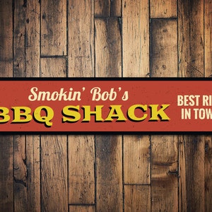 BBQ Shack Sign, Personalized Smokin' Best Ribs in Town Cook Name Sign ...