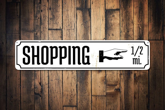 Shopping Sign Personalized Attraction Pointing Hand Distance | Etsy