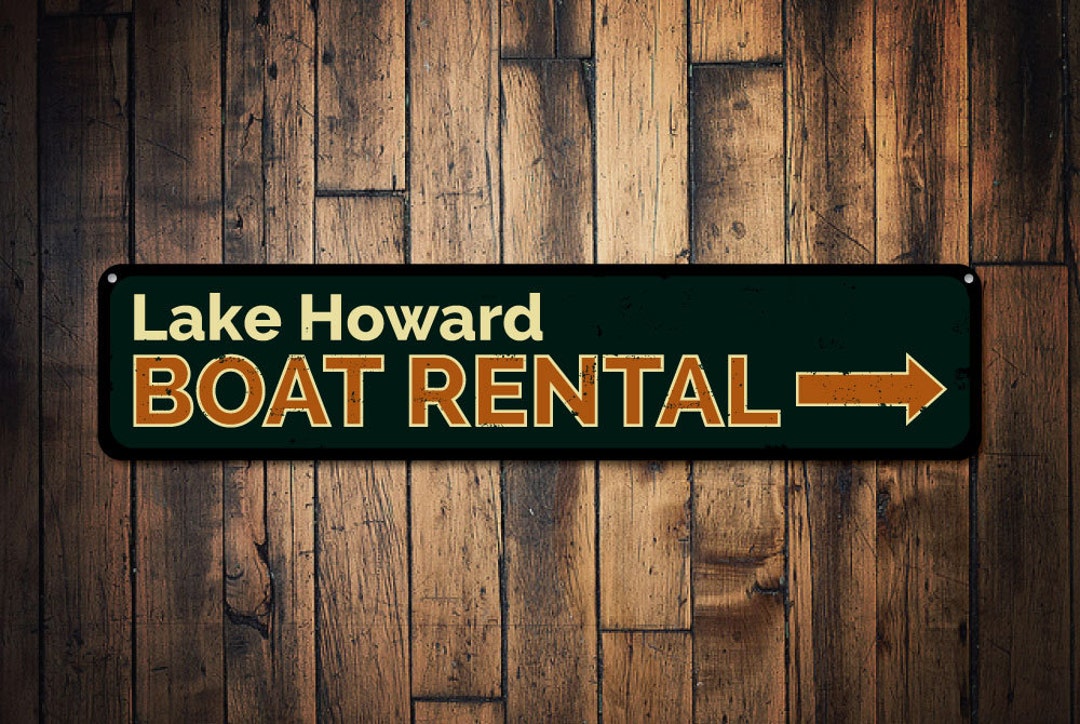 Boat Rental Sign, Personalized Lake Name Sign, Metal Directional Arrow ...