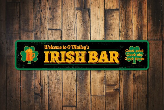 Irish Bar Custom Sign Irish Bar Sign Shamrock Bar Decor | Etsy