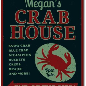 Crab House Sign, Personalized Seafood Restaurant Name Sign, End of the ...