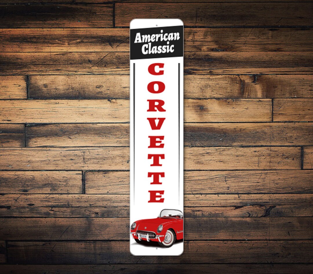 Vertical Corvette Sign, Classic Corvette Decor, Corvette Garage, Garage ...