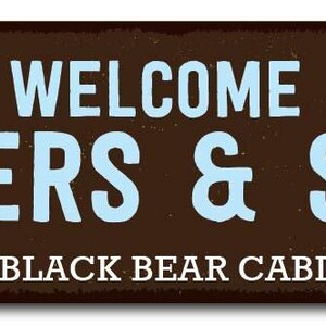 Welcome Swimmers & Sippers Sign, Personalized Black Bear Cabin Lake ...