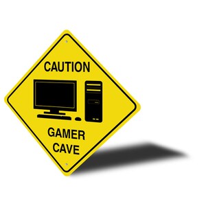 Caution Gamer Sign, Gamer Cave Sign, Custom Gamer Sign, Gamer Decor ...