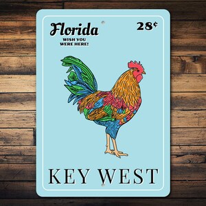 Key West Postage Stamp Style Wall Decor, Key West Rooster Chicken Sign ...