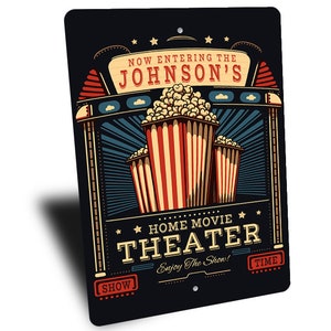 Vintage Movie Sign, Home Theater Sign, Custom Theater Gift, Theatre ...