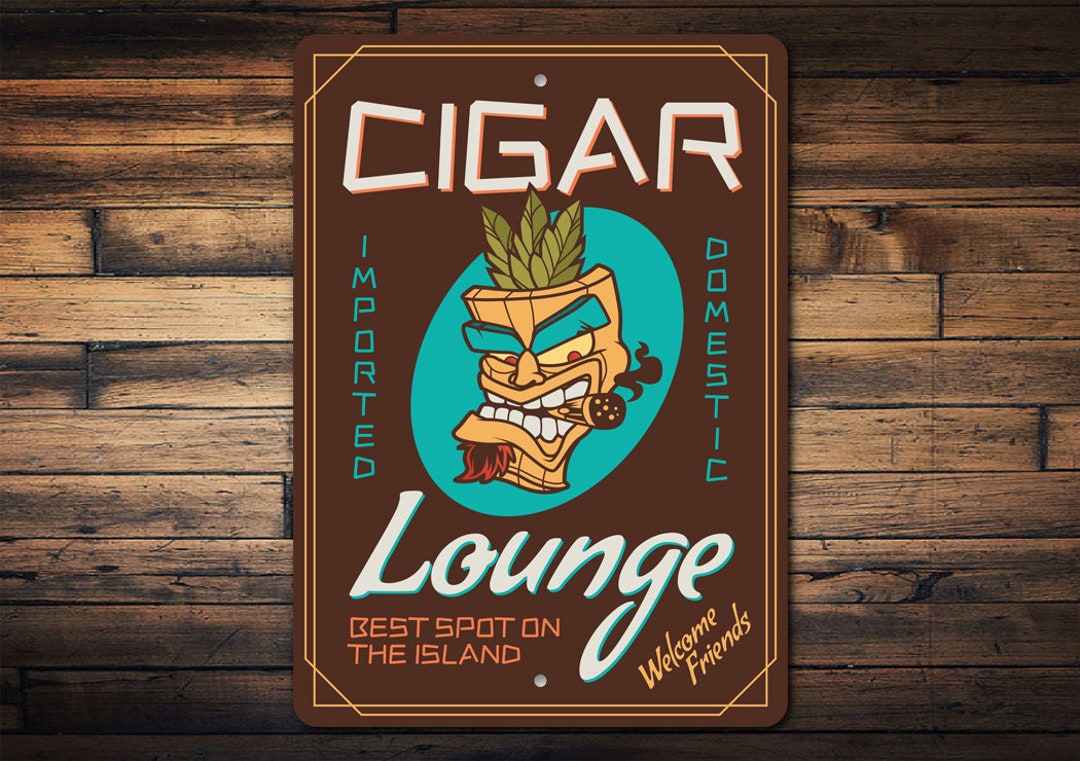 Cigar Lounge Sign, Tropical Cigar Decor, Cigar Lounge Gift, Home Bar ...