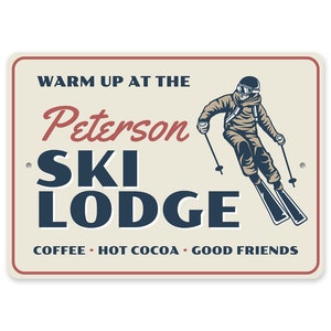 Personalized Ski Lodge Sign – Custom Skiing Decor, Winter Sports Wall ...