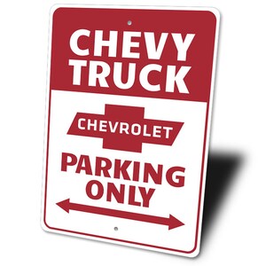 Chevy Truck Parking, Chevy Parking, Garage Sign, Chevy Hangout, Garage ...