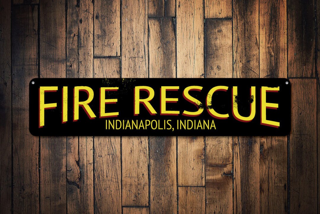 Fire Rescue City State Sign, Personalized Firehouse Decor, Custom ...