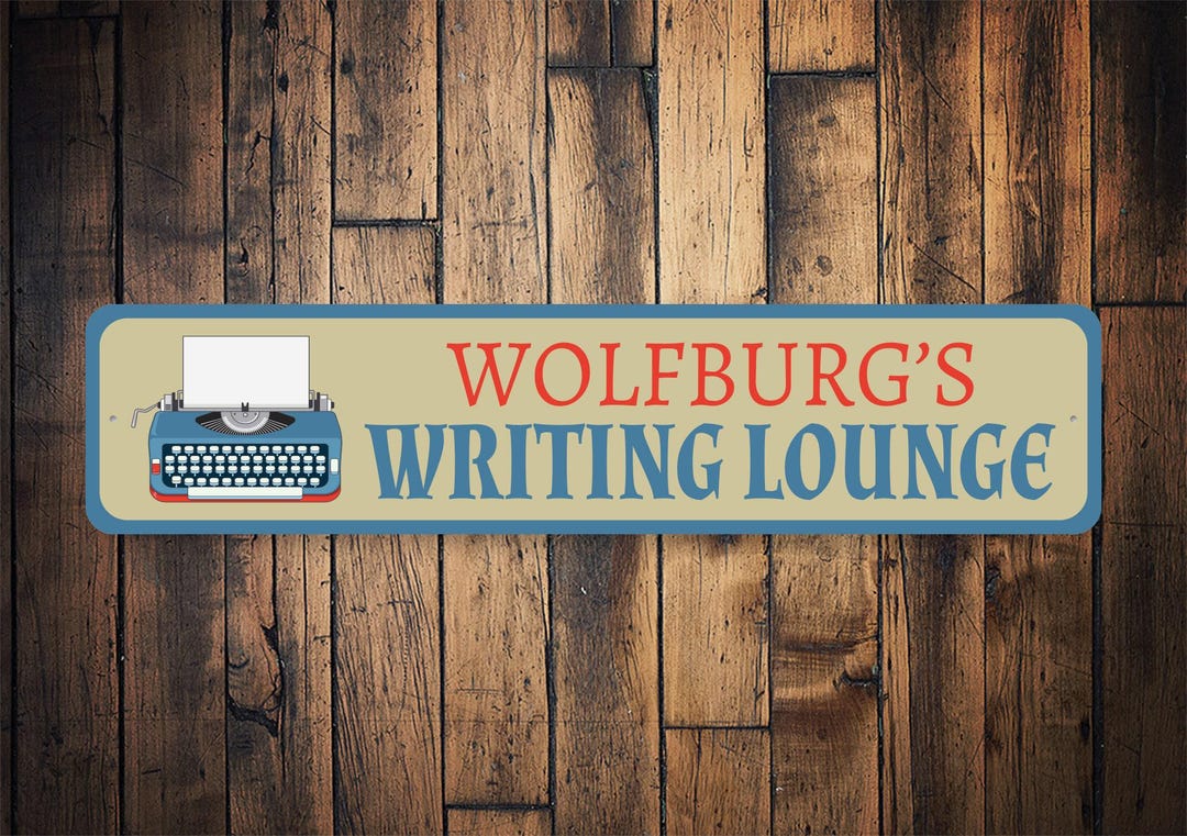 Writing Lounge Metal Sign - Typewriter Decor for Writers - Vintage ...