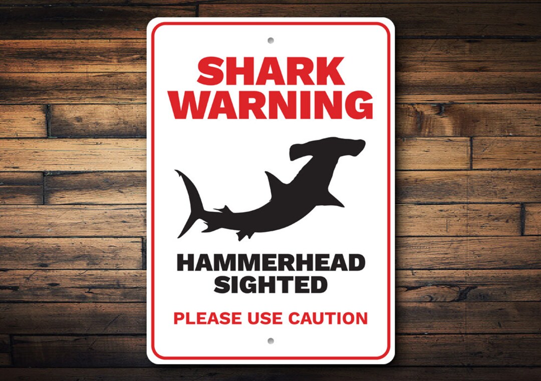 Shark Warning Sign, Hammerhead Sign, Shark Sighting Sign, Ocean Decor ...